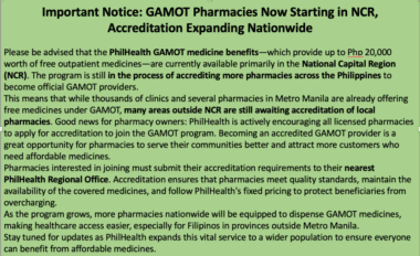 GAMOT | Up To 20K Worth of Medicines Per Year, Free | PhilHealth