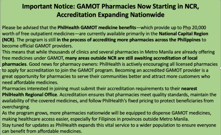 GAMOT | Up To 20K Worth of Medicines Per Year, Free | PhilHealth