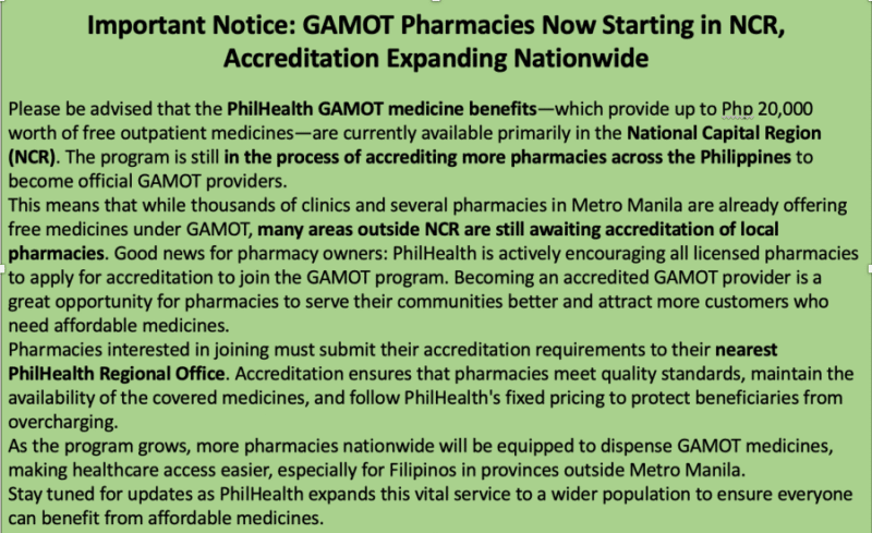 GAMOT | Up To 20K Worth of Medicines Per Year, Free | PhilHealth